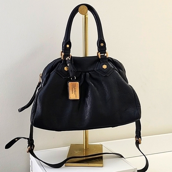 Marc Jacobs | Bags | Marc Jacobs Classic Q Baby Groovee Leather Sachel Bag Black Gold | Poshmark